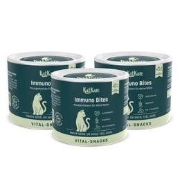 KatKare Vital Snacks Immuno Bites - Knusperkissen für das Immunsystem Deiner Katze mit Superfoods, wertvollen Aminosäuren, Antioxidantien und Omega-3 3x150 g