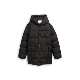 Tom Tailor Denim Damen Puffer-Mantel mit Knopfleiste, schwarz, Uni, Gr. XL