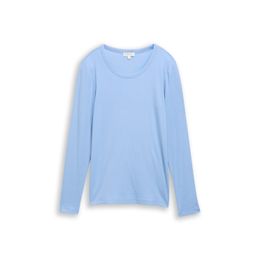 Tom Tailor Damen Basic Slim Fit Langarmshirt, blau, Uni, Gr. XL