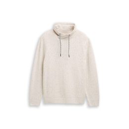 Tom Tailor Herren Snood Strickpullover in Melange-Optik, weiß, Meliert, Gr. XL