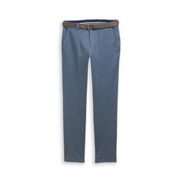 Tom Tailor Herren TTTRAVIS SLIM Chino Hose mit Gürtel, blau, Meliert, Gr. 32/36