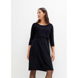 bonprix 2-in-1 Umstands- und Stillstrickkleid mit Glanzgarn, schwarz