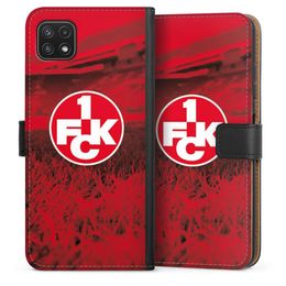 DeinDesign Galaxy A22 5G Handy Klapph&uuml;lle Handyh&uuml;lle aus Kunst Leder schwarz Flip Case 1. Fck 1. Fc Kaiserslautern Official Licensed Product Sideflip mit langer 