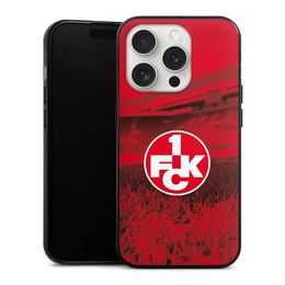 DeinDesign iPhone 15 Pro Handy Slim Case extra d&uuml;nn Silikon Handyh&uuml;lle schwarz H&uuml;lle 1. Fck 1. Fc Kaiserslautern Official Licensed Product Silikon Slim Case