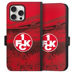 DeinDesign iPhone 15 Pro Max Handy Klapph&uuml;lle Handyh&uuml;lle aus Kunst Leder schwarz Flip Case 1. Fck 1. Fc Kaiserslautern Official Licensed Product Sideflip mit 
