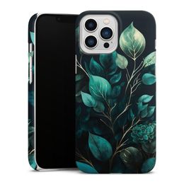 DeinDesign iPhone 13 Pro Max Handy Premium Case Smartphone Handyh&uuml;lle Schutzh&uuml;lle matt Eukalyptus Leaves Black Premium Case