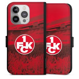 DeinDesign iPhone 14 Pro Handy Klapph&uuml;lle Handyh&uuml;lle aus Kunst Leder schwarz Flip Case 1. Fck 1. Fc Kaiserslautern Official Licensed Product Sideflip mit langer 
