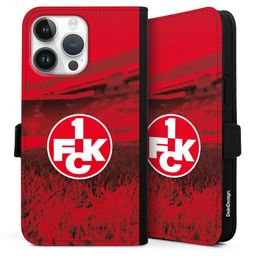 DeinDesign iPhone 14 Pro Max Handy Klapph&uuml;lle Handyh&uuml;lle aus Kunst Leder schwarz Flip Case 1. Fck 1. Fc Kaiserslautern Official Licensed Product Sideflip mit 