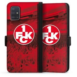 DeinDesign Galaxy A51 Handy Klapph&uuml;lle Handyh&uuml;lle aus Kunst Leder schwarz Flip Case 1. Fck 1. Fc Kaiserslautern Official Licensed Product Sideflip mit Lasche