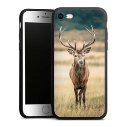 DeinDesign iPhone SE (2020) Handy Premium Silikon H&uuml;lle Handyh&uuml;lle schwarz Case Forrest Meadow Deer Silikon Premium Case
