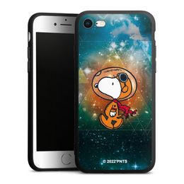 DeinDesign iPhone SE (2020) Handy Premium Silikon H&uuml;lle Handyh&uuml;lle schwarz Case Official Licensed Product Astronaut Snoopy Silikon Premium Case