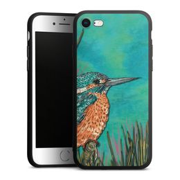 DeinDesign iPhone SE (2020) Handy Premium Silikon H&uuml;lle Handyh&uuml;lle schwarz Case Bird Painting Animals Silikon Premium Case