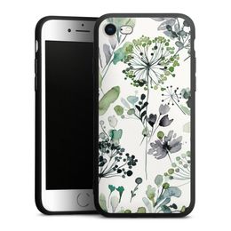 DeinDesign iPhone SE (2020) Handy Premium Silikon H&uuml;lle Handyh&uuml;lle schwarz Case Flowers Eukalyptus Water Colour Silikon Premium Case
