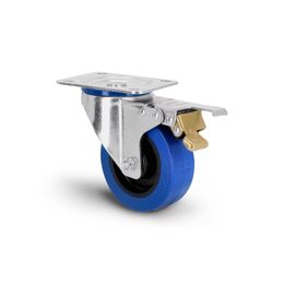 Adam Hall ah Hardware 372101 - Lenkrolle 100 mm, mit blauem Rad und A/B-Feststeller