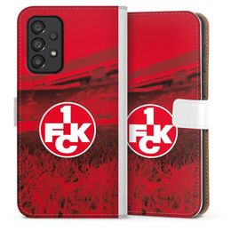 DeinDesign Galaxy A33 5G Handy Klapph&uuml;lle Handyh&uuml;lle aus Kunst Leder wei&szlig; Flip Case 1. Fck 1. Fc Kaiserslautern Official Licensed Product Sideflip mit Lasche