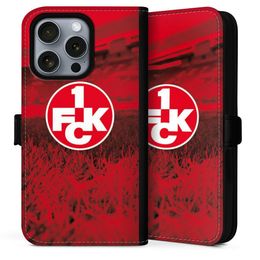 DeinDesign iPhone 16 Pro Max Handy Klapph&uuml;lle Handyh&uuml;lle aus Kunst Leder schwarz Flip Case 1. Fck 1. Fc Kaiserslautern Official Licensed Product Sideflip mit 