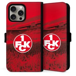 DeinDesign iPhone 16 Pro Handy Klapph&uuml;lle Handyh&uuml;lle aus Kunst Leder schwarz Flip Case 1. Fck 1. Fc Kaiserslautern Official Licensed Product Sideflip mit Lasche