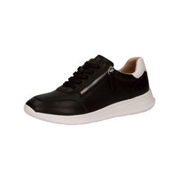 Sneaker Caprice "Caprice Sneaker Leder", Damen, Gr. 36, schwarz (schwarz, wei&szlig;), Leder, Schuhe Sneaker