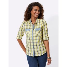 Karobluse Casual Looks, Damen, Gr. 40, gelb (sonnengelb, wei&szlig;, kariert), 50% Baumwolle, 50% Polyester, gemustert, kariert, mehrfarbig, Blusen Karobluse