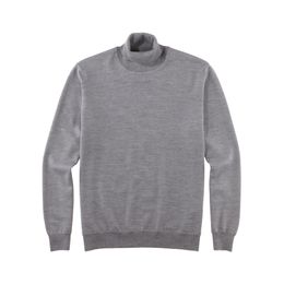 Rollkragenpullover OLYMP "OLYMP Strick Casual", Herren, Gr. XL, grau (silbergrau), Strick, Obermaterial: 100% Schurwolle, regular fit, Strickbündchen, Pullover