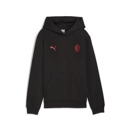 Sweatjacke Puma "AC Milan FtblEssentials Hoodie Jungen", Kinder, Gr. 116, schwarz (schwarz for all time rot), 68% Baumwolle, 32% Polyester, Sweatjacken