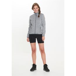 Fleecejacke WHISTLER "SAMANI", Damen, Gr. 46, grau (grau, meliert), 100% Polyester, meliert, normal, hoch geschlossener Ausschnitt, Jacken Fleecejacke, aus schnell trocknendem Funktionsmaterial