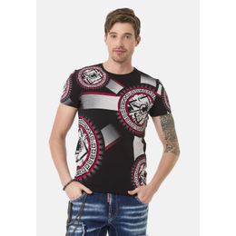 Cipo & Baxx T-Shirt CIPO & BAXX "T-Shirt", Jungen, Gr. L, schwarz, 95% Baumwolle, 5% Elasthan, bedruckt, regular fit, Rundhals, Shirts T-Shirt, Frontprint mit verschiedenen Elementen