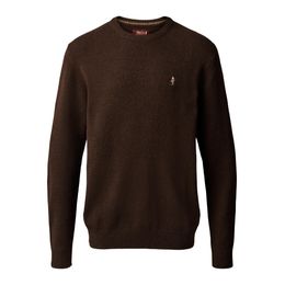 Rundhalspullover MCS "MCS Pullover Adrian", Herren, Gr. L, schwarz braun melange, Obermaterial: 80% Wolle, 20% Polyester, Pullover Rundhalspullover