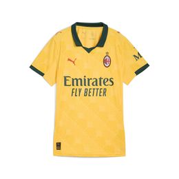 Trainingsshirt Puma "AC Milan 25/26 Ausweichtrikot Damen", Damen, Gr. M, gelb (sunny gelb schwarz myrtle grün), Obermaterial: 100% Polyester; Rippe: 100% Polyester, regular fit, Rundhals, Shirts