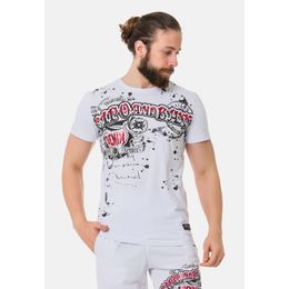 Cipo & Baxx T-Shirt CIPO & BAXX "T-Shirt", Jungen, Gr. XL, wei&szlig;, 95% Baumwolle, 5% Elasthan, bedruckt, regular fit, Rundhals, Shirts T-Shirt, mit Rundhalsausschnitt