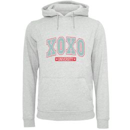 Kapuzenpullover F4NT4STIC "XOXO University Valentinstag", Damen, Gr. XS, erdgrau, Obermaterial: 65% Baumwolle, 35% Polyester, relaxed fit, Pullover Kapuzenpullover, Premium Qualit&auml;t