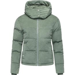 Steppjacke Ragwear "Roobie Cordy", Damen, Gr. L (40), graugr&uuml;n, Obermaterial: 100% Baumwolle. Innenfutter: 100% Polyester. Wattierung: 100% Polyester, gerade h&uuml;ftlang, hoch geschlossener Ausschnitt, weit Rippstrickb&uuml;ndchen, Jacken Steppjacke, Wasserdichte Winterjacke aus Kord mit abnehmbarer Kapuze