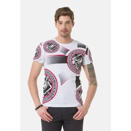 Cipo & Baxx T-Shirt CIPO & BAXX "T-Shirt", Jungen, Gr. XXL, wei&szlig;, 95% Baumwolle, 5% Elasthan, bedruckt, regular fit, Rundhals, Shirts T-Shirt, Frontprint mit verschiedenen Elementen