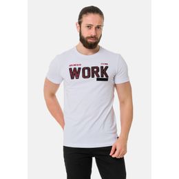 Cipo & Baxx T-Shirt CIPO & BAXX "T-Shirt", Herren, Gr. L, wei&szlig;, 95% Baumwolle, 5% Elasthan, bedruckt, regular fit, Rundhals, Shirts T-Shirt, mit Rundhals-Ausschnitt