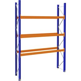 eurokraft pro Palettenregal aus Stahl, Grundregal, HxBxT 3990 x 2900 x 750 mm, 3 Fächer, Feldlast 7800 kg