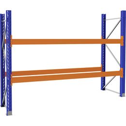 eurokraft pro Palettenregal aus Stahl, Grundregal, HxBxT 2100 x 2900 x 900 mm, 2 Fächer, Feldlast 5400 kg