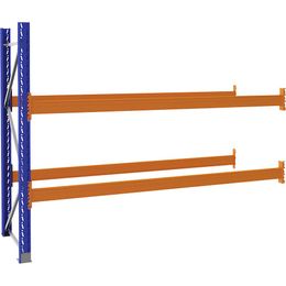 eurokraft pro Palettenregal aus Stahl, Anbauregal, HxBxT 2100 x 2800 x 900 mm, 2 Fächer, Feldlast 5400 kg