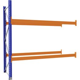 eurokraft pro Palettenregal aus Stahl, Anbauregal, HxBxT 2730 x 2800 x 1100 mm, 2 Fächer, Feldlast 5300 kg