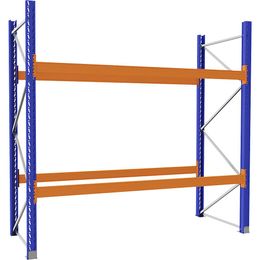 eurokraft pro Palettenregal aus Stahl, Grundregal, HxBxT 2730 x 2900 x 1100 mm, 2 Fächer, Feldlast 5300 kg