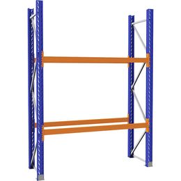 eurokraft pro Palettenregal aus Stahl, Grundregal, HxBxT 2730 x 2025 x 750 mm, 2 Fächer, Feldlast 5300 kg