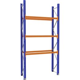 eurokraft pro Palettenregal aus Stahl, Grundregal, HxBxT 3990 x 2025 x 750 mm, 3 Fächer, Feldlast 7800 kg