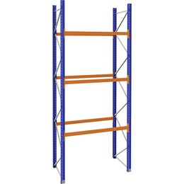 eurokraft pro Palettenregal aus Stahl, Grundregal, HxBxT 4620 x 2025 x 1100 mm, 3 Fächer, Feldlast 7600 kg