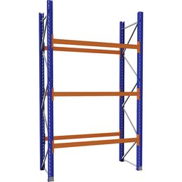 eurokraft pro Palettenregal aus Stahl, Grundregal, HxBxT 3360 x 2025 x 900 mm, 3 Fächer, Feldlast 7900 kg