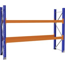 eurokraft pro Palettenregal aus Stahl, Grundregal, HxBxT 2100 x 2900 x 750 mm, 2 Fächer, Feldlast 5400 kg