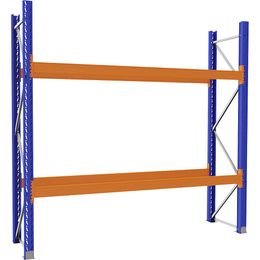 eurokraft pro Palettenregal aus Stahl, Grundregal, HxBxT 2730 x 2900 x 750 mm, 2 Fächer, Feldlast 5300 kg