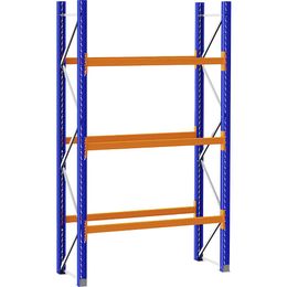 eurokraft pro Palettenregal aus Stahl, Grundregal, HxBxT 3360 x 2025 x 750 mm, 3 Fächer, Feldlast 7900 kg