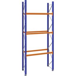 eurokraft pro Palettenregal aus Stahl, Grundregal, HxBxT 4620 x 2025 x 900 mm, 3 Fächer, Feldlast 7600 kg