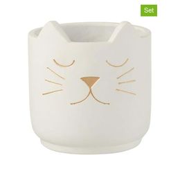 J Line 2er-Set: Übertöpfe "Katze" in Weiß - (H)14,5 x Ø 14 cm - 15% | Kerzen-vasen