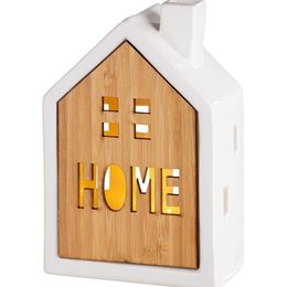 Gilde LED-Dekoobjekt "Home" in Hellbraun/ Wei&szlig;- (H)10,5 x &Oslash; 16,5 cm - 39% | Dekofiguren