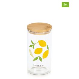 zeller 2er-Set: Vorratsgl&auml;ser "Lemon" in Gelb/ Gr&uuml;n - (H)17 x &Oslash; 9 cm - 10% | Aufbewahren-servieren